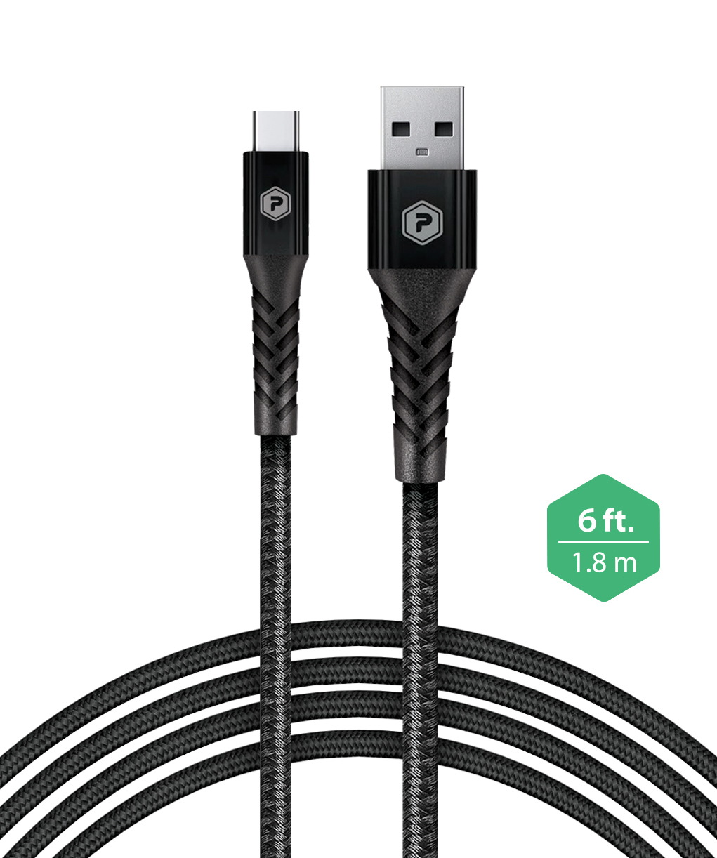 PowerPeak 6ft. Braided Nylon USB-A To USB Type-C Charge and Sync Cable ...